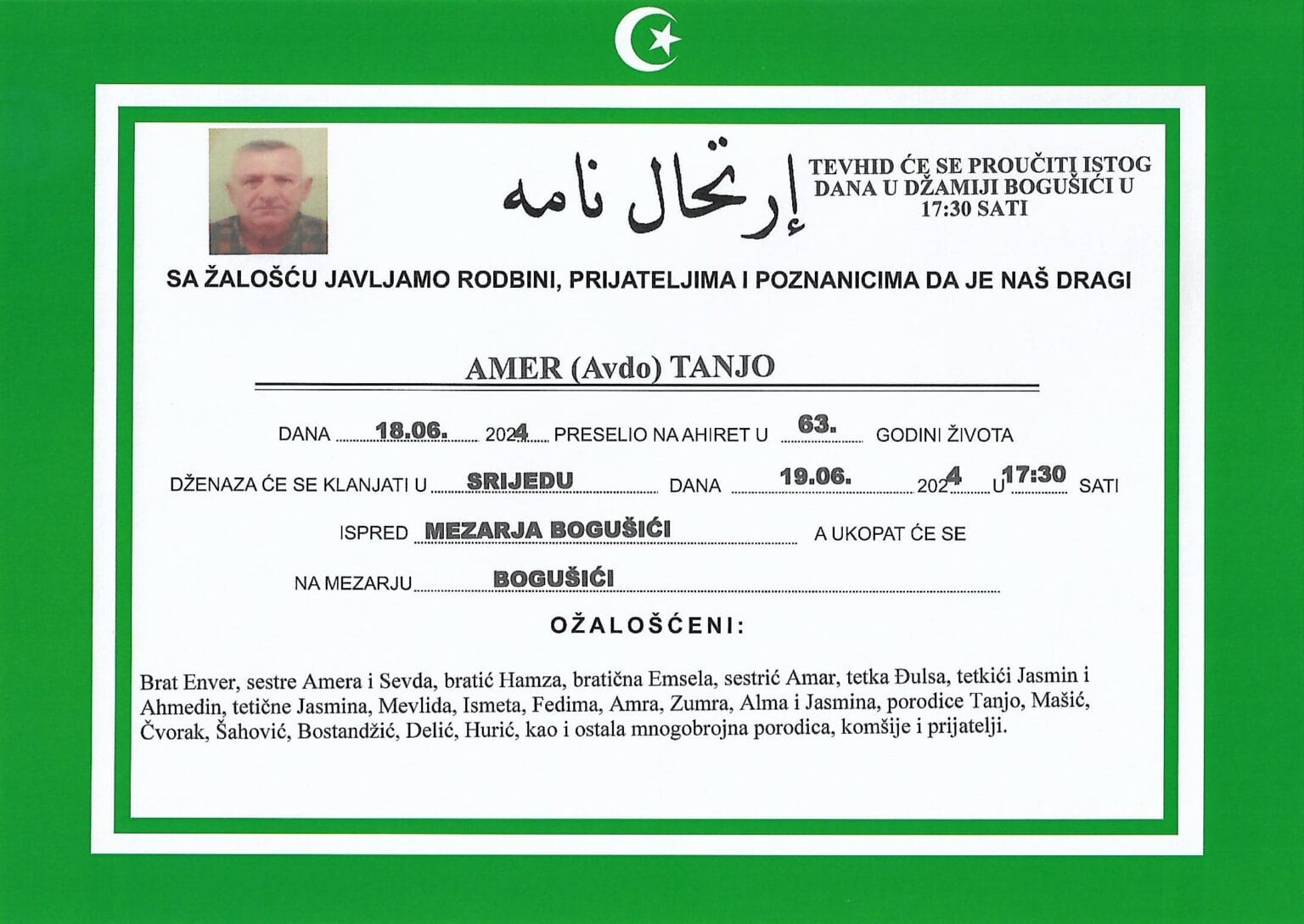 Smrtovnice - MIG d.o.o. smrtovnice Goražde, područje BPK