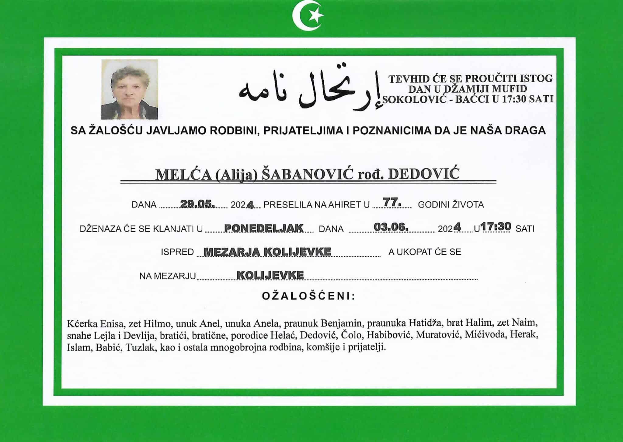 Smrtovnice - MIG d.o.o. smrtovnice Goražde, područje BPK