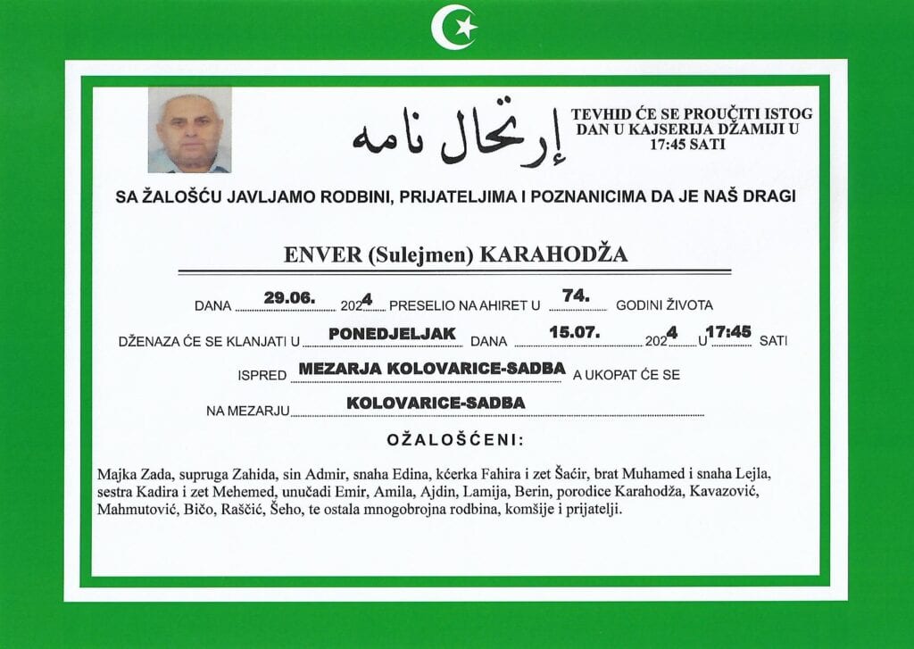 Smrtovnice - MIG d.o.o. smrtovnice Goražde, područje BPK