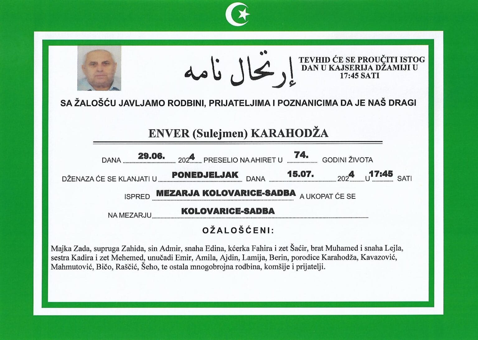 Smrtovnice - MIG d.o.o. smrtovnice Goražde, područje BPK