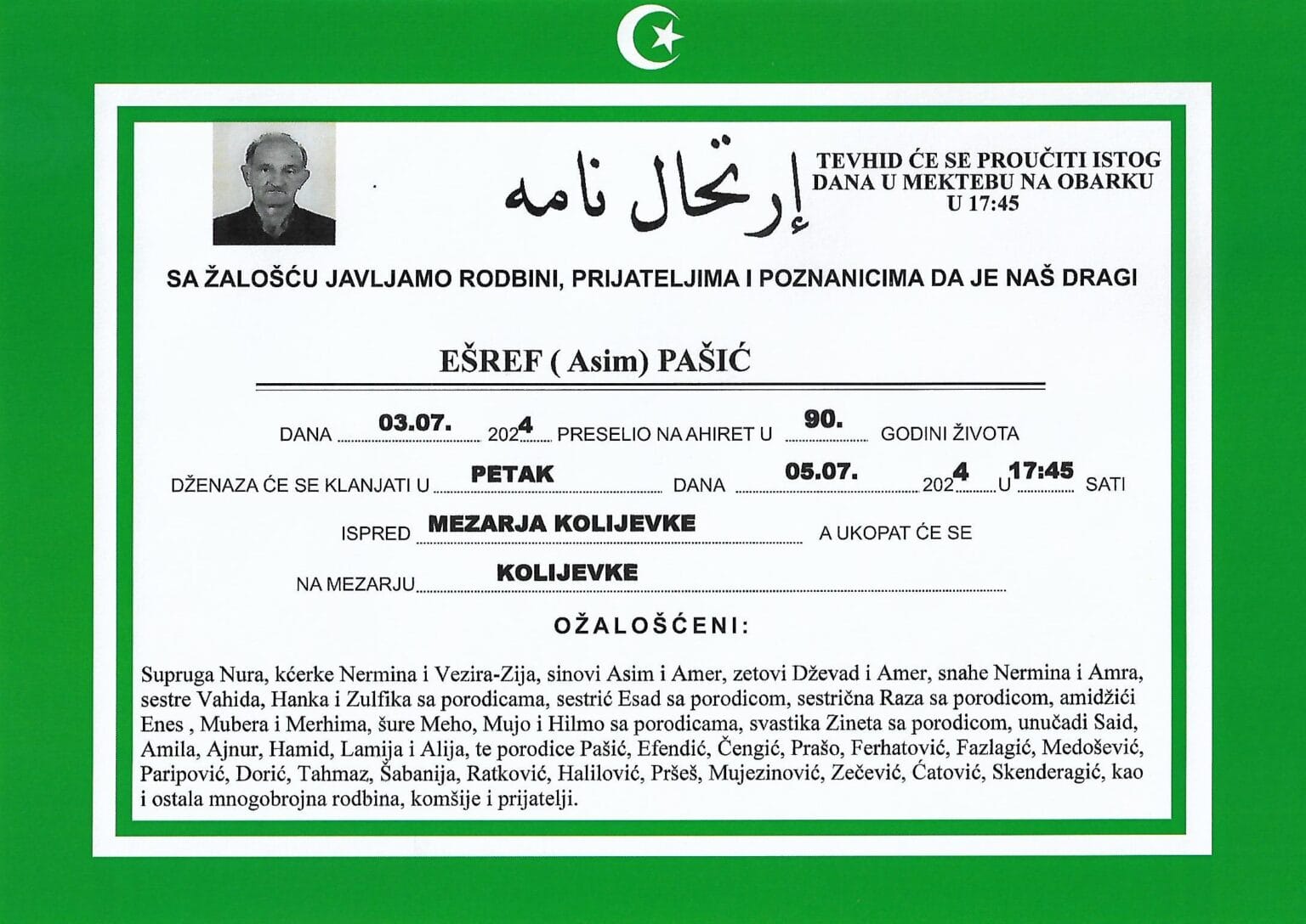 Smrtovnice - MIG d.o.o. smrtovnice Goražde, područje BPK