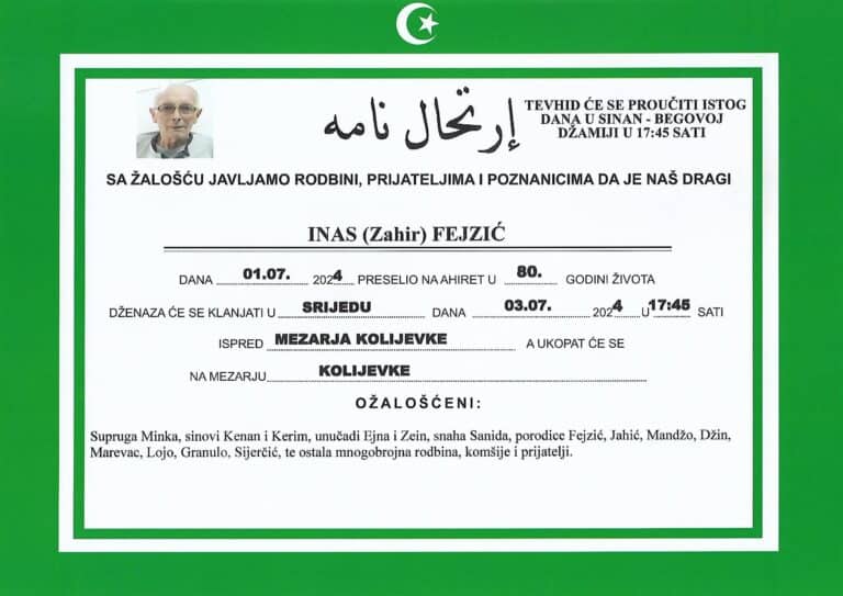 Smrtovnice - MIG d.o.o. smrtovnice Goražde, područje BPK