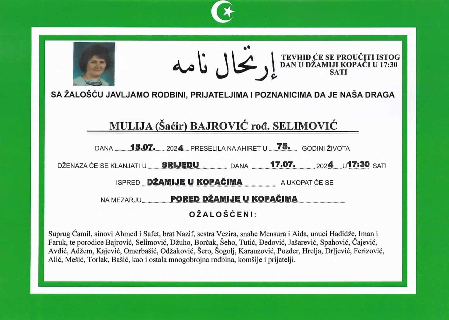 Smrtovnice - MIG d.o.o. smrtovnice Goražde, područje BPK