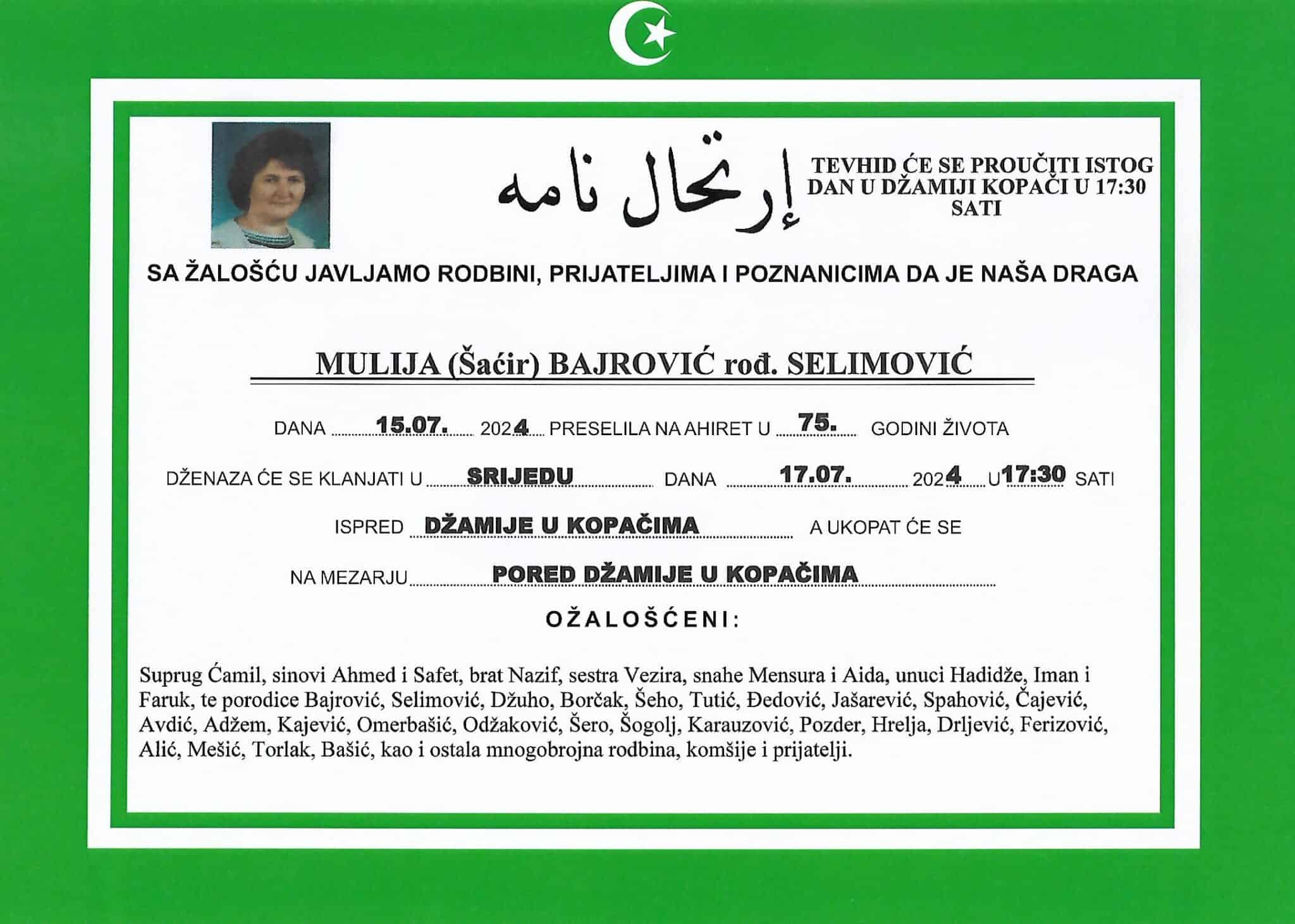 Smrtovnice - MIG d.o.o. smrtovnice Goražde, područje BPK