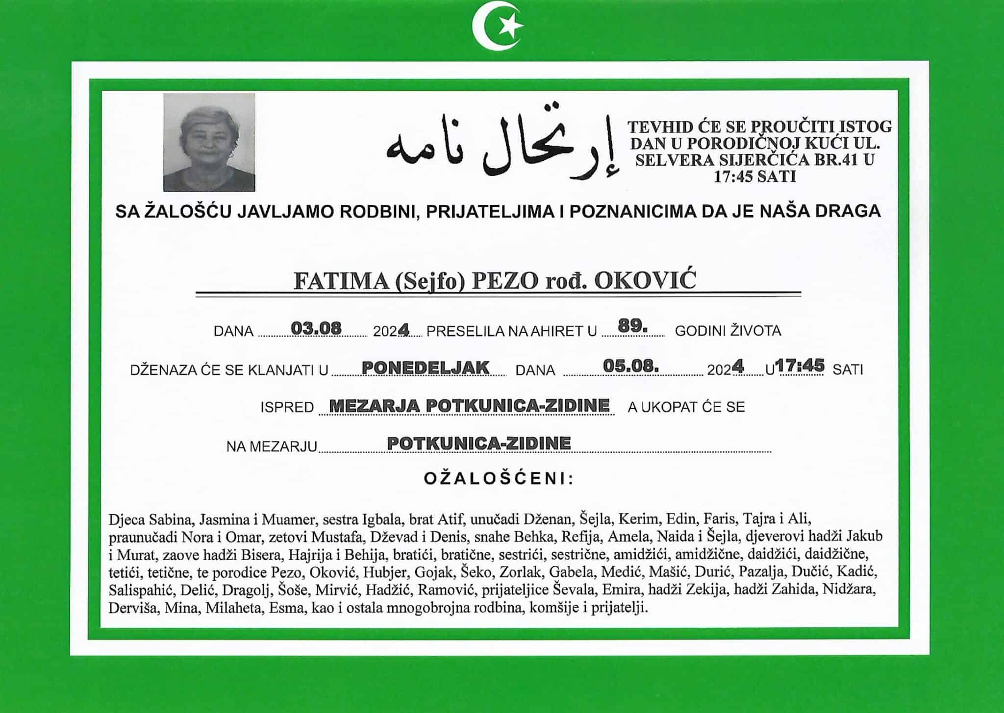 Smrtovnice - MIG d.o.o. smrtovnice Goražde, područje BPK