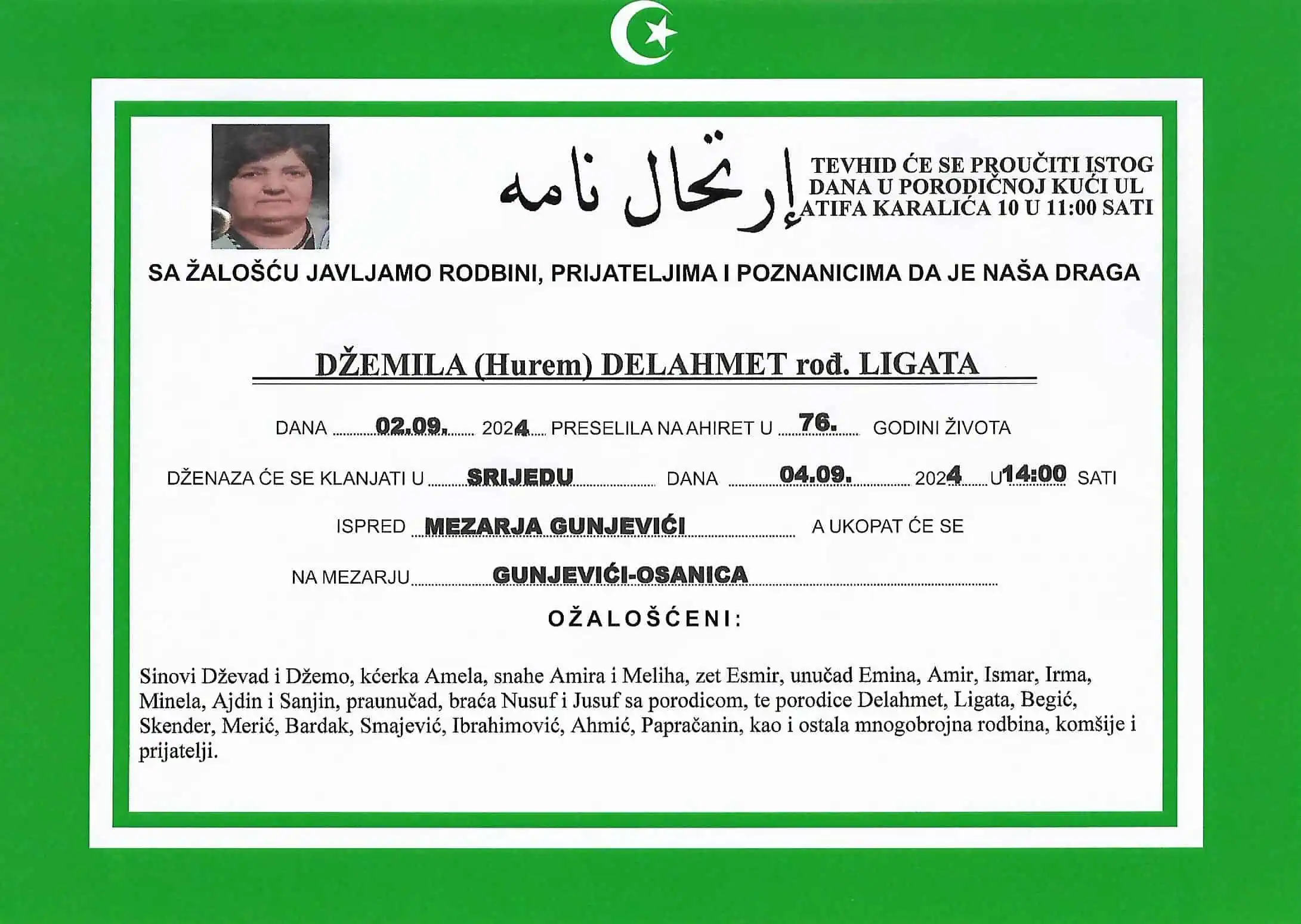 Smrtovnice - MIG d.o.o. smrtovnice Goražde, područje BPK