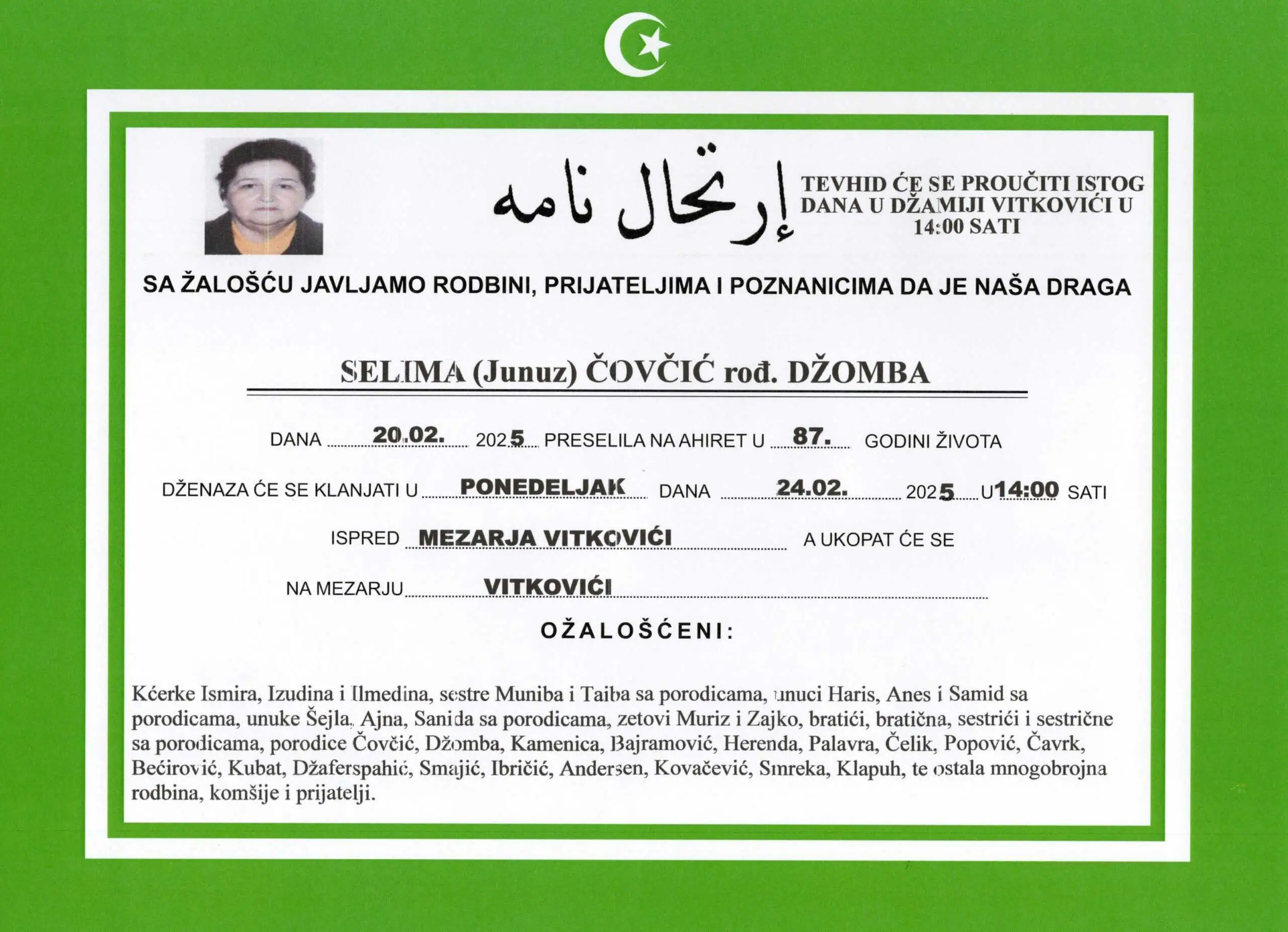 Smrtovnice - MIG d.o.o. smrtovnice Goražde, područje BPK