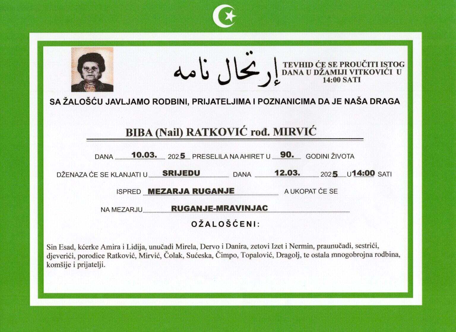 Smrtovnice - MIG d.o.o. smrtovnice Goražde, područje BPK